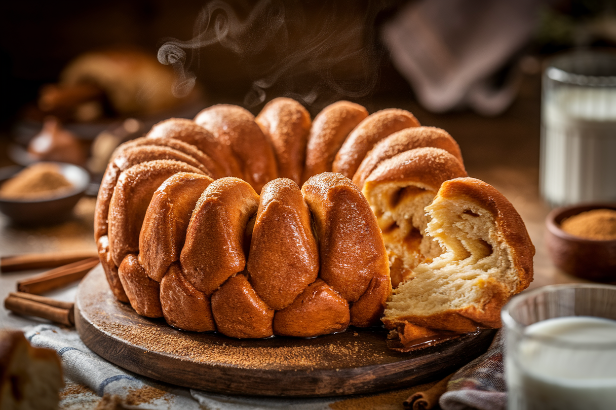 לחם קופים אפוי בציפוי סוכר חום וקינמון | טעימתא