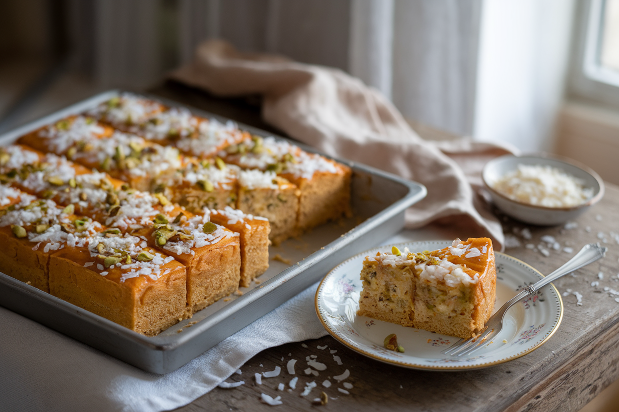עוגת בסבוסה בתנור עם סולת וקוקוס | טעימתא